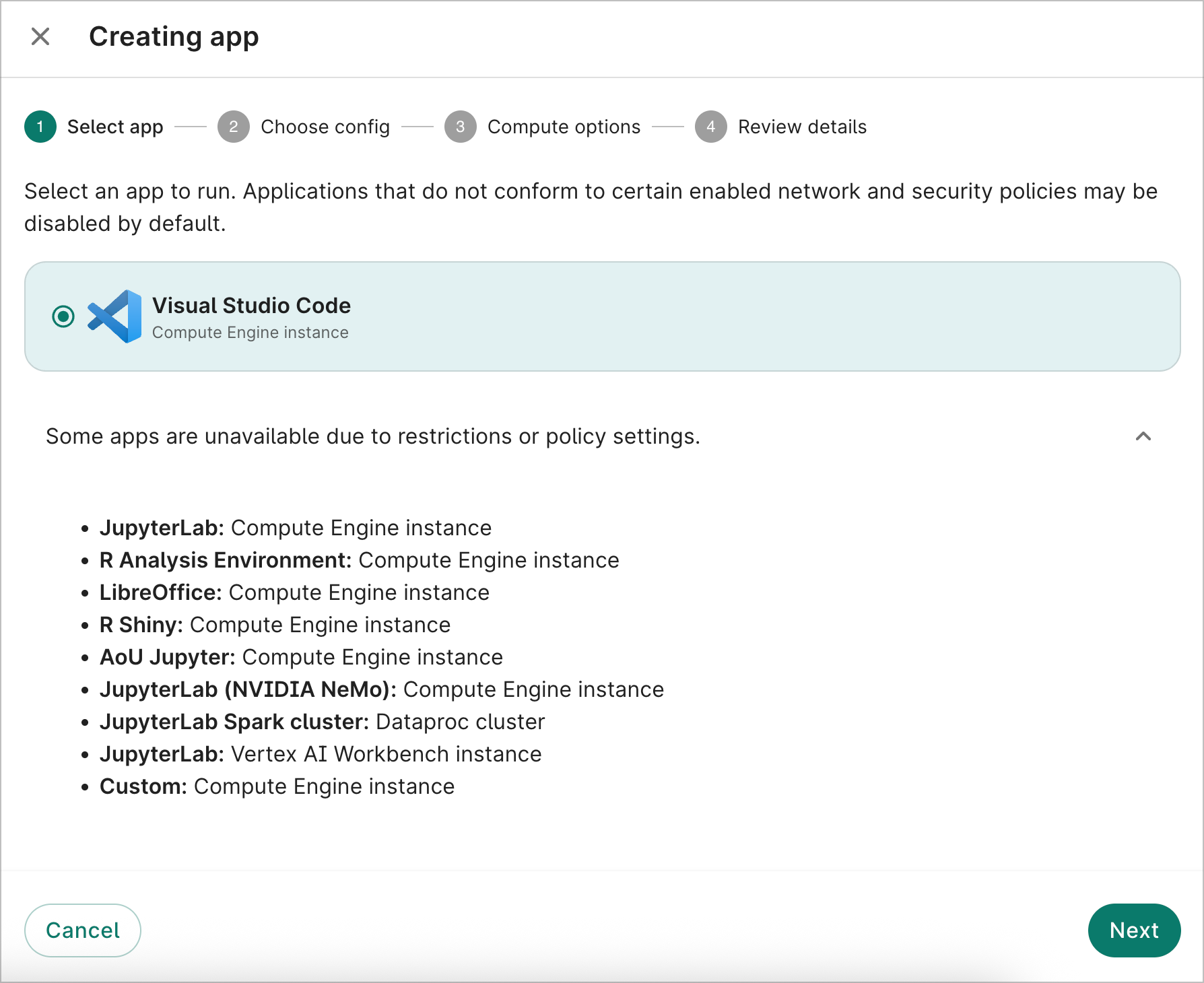 App policy | Verily Workbench